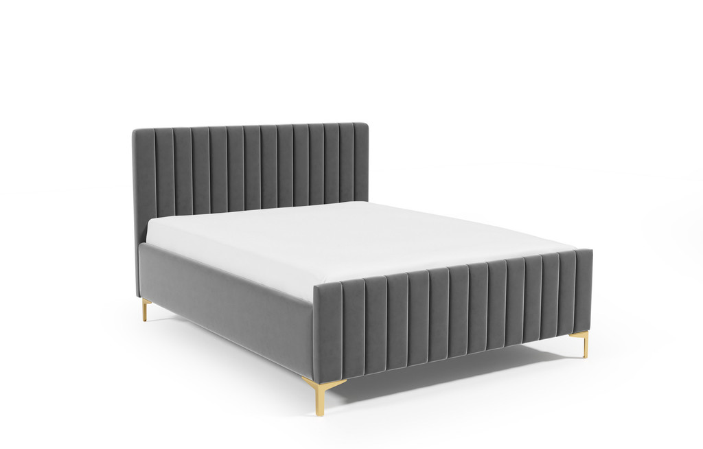 Postel RUBY 25 STANDARD 90x200 cm - zlaté nohy Šedá - SG nábytek