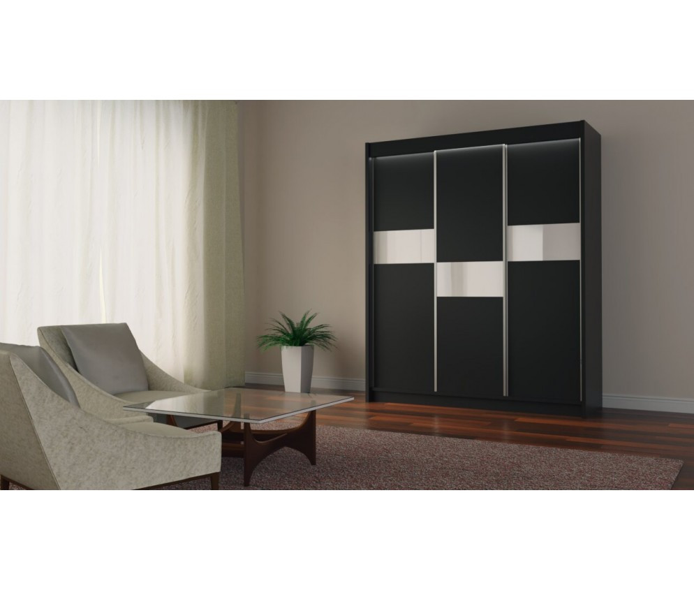 Kvalitní Šatní Skříň Livia 180 cm Černá/bílá - SG nábytek