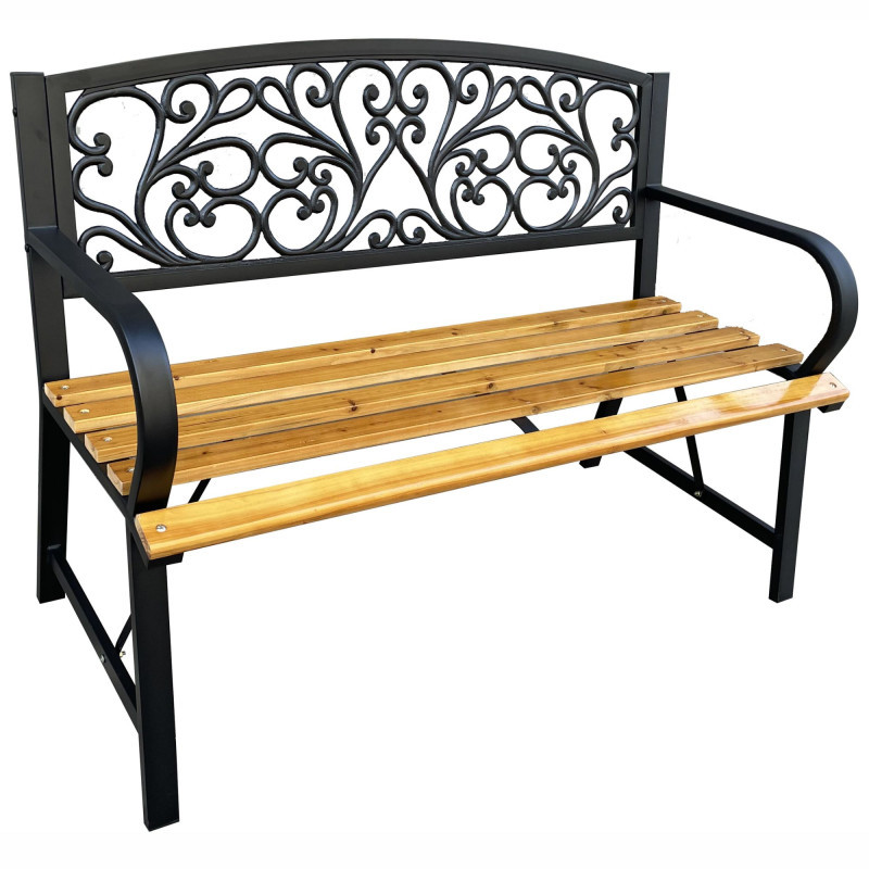 Zahradní lavička Nerina, černá/přírodní dřevo - SG nábytek
