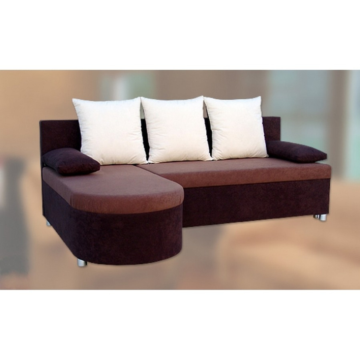 Rohová sedačka rozkládací KATEŘINA 1 Hnědá - SG nábytek