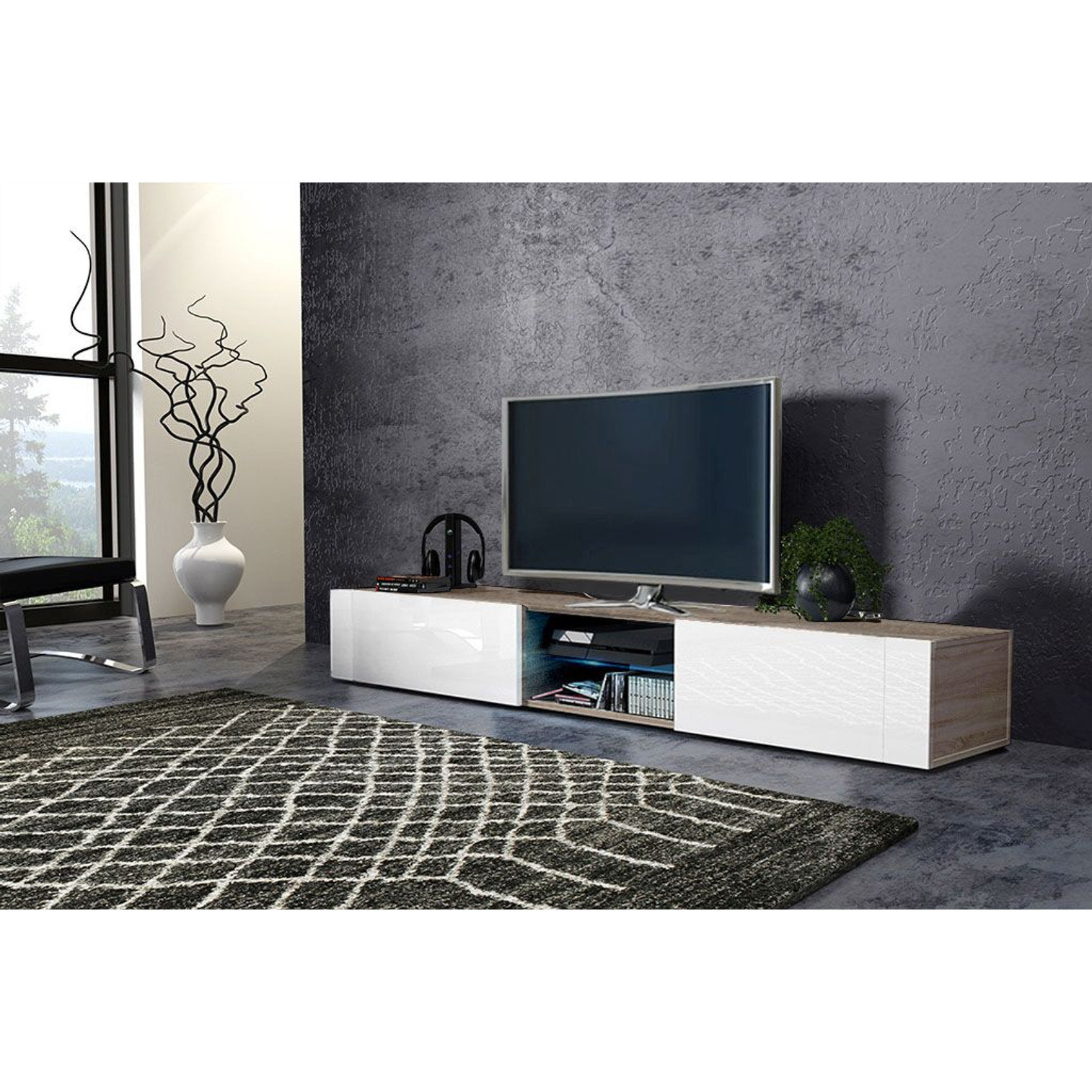 Stolek pod TV MEX 140 cm dub sonoma/bílý - SG nábytek