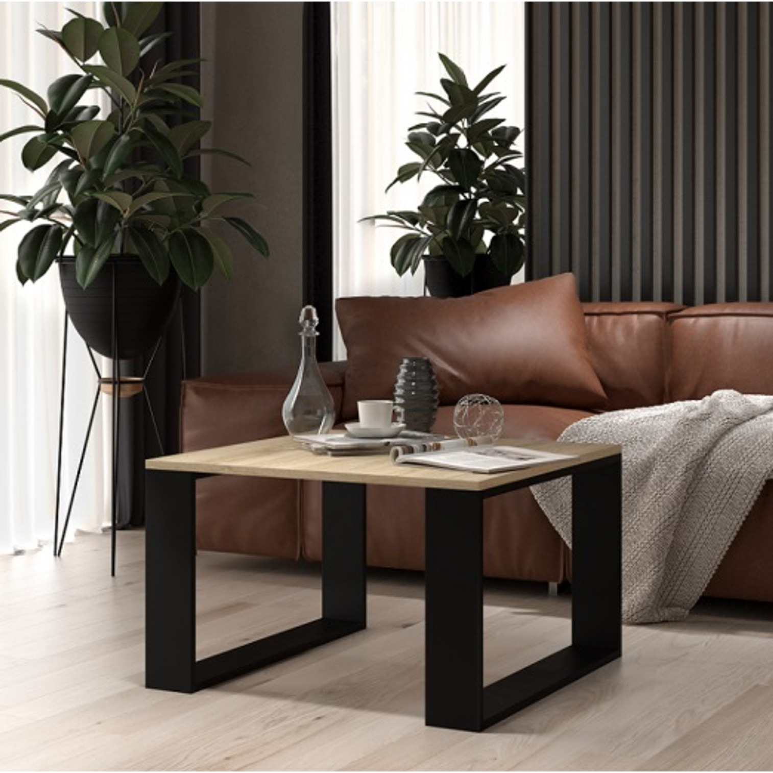 Konferenční stolek MODERN MINI - dub sonoma/černá - SG nábytek