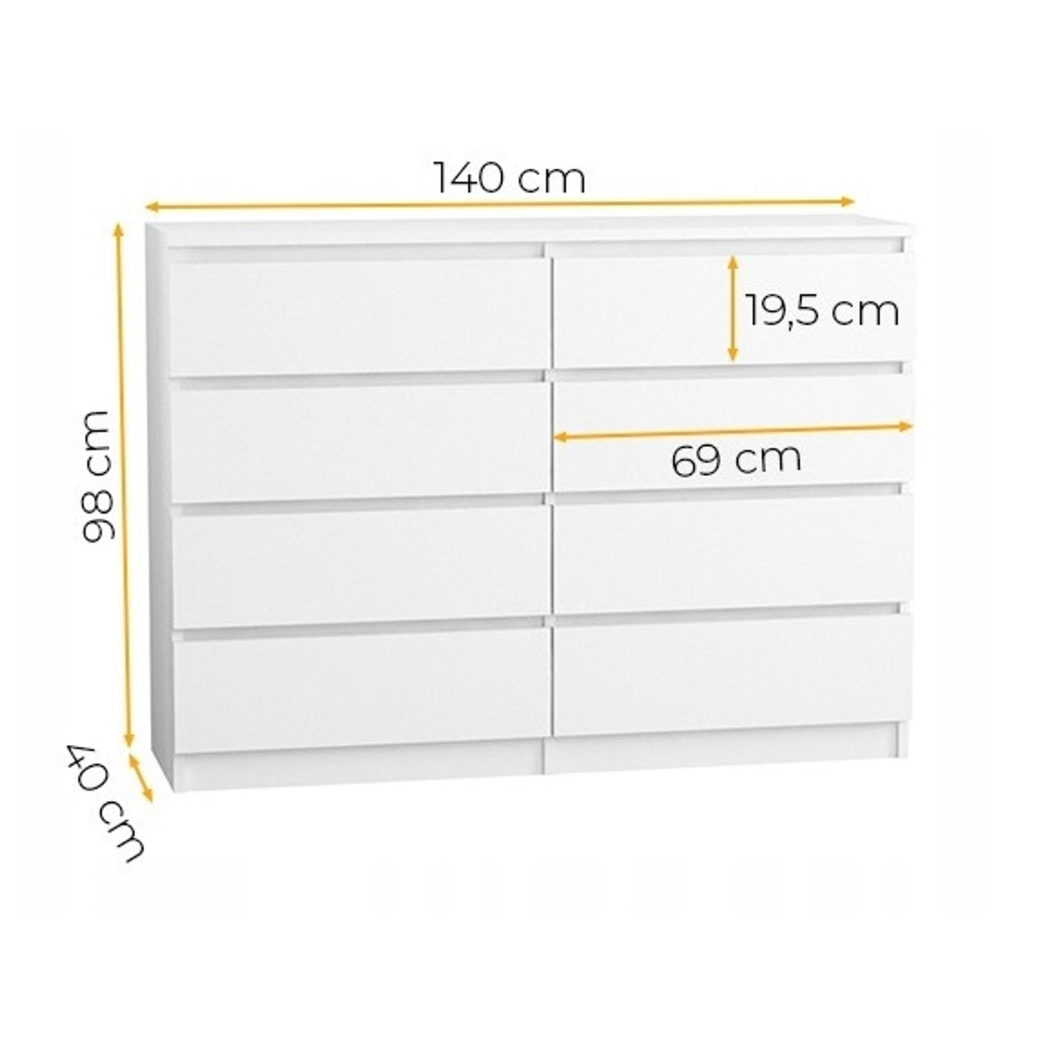 Komoda 140/8 cm - dub sonoma - SG nábytek