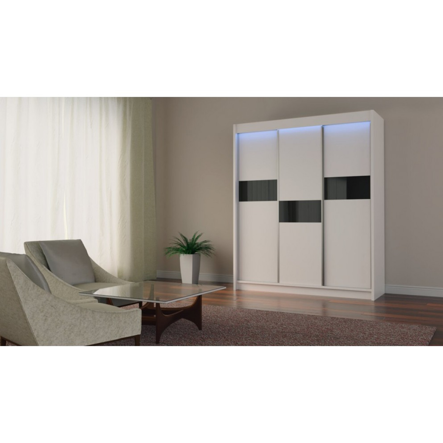 Kvalitní Šatní Skříň Livia 180 cm Šedá/bílá - SG nábytek